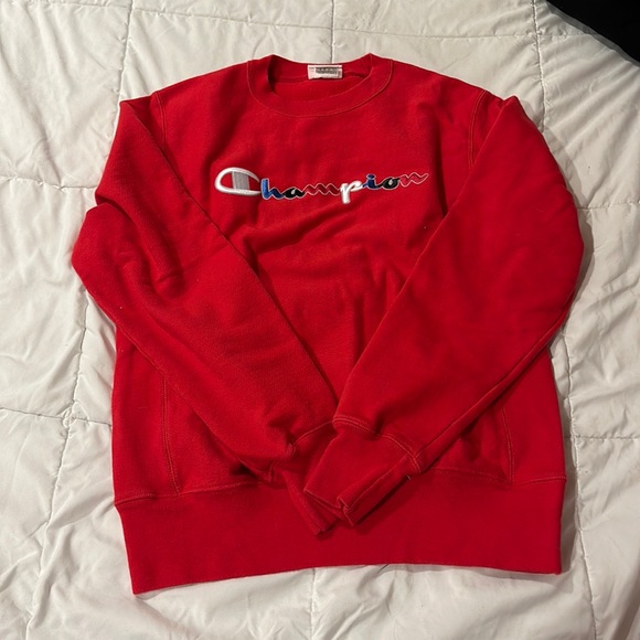 Champion | Tops | Red Champion Crewneck | Poshmark